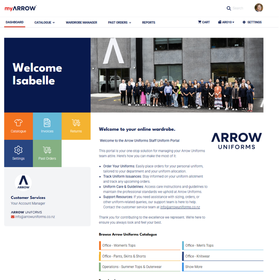 myArrow™ – Uniform Management System | Arrow Uniforms New Zealand ...